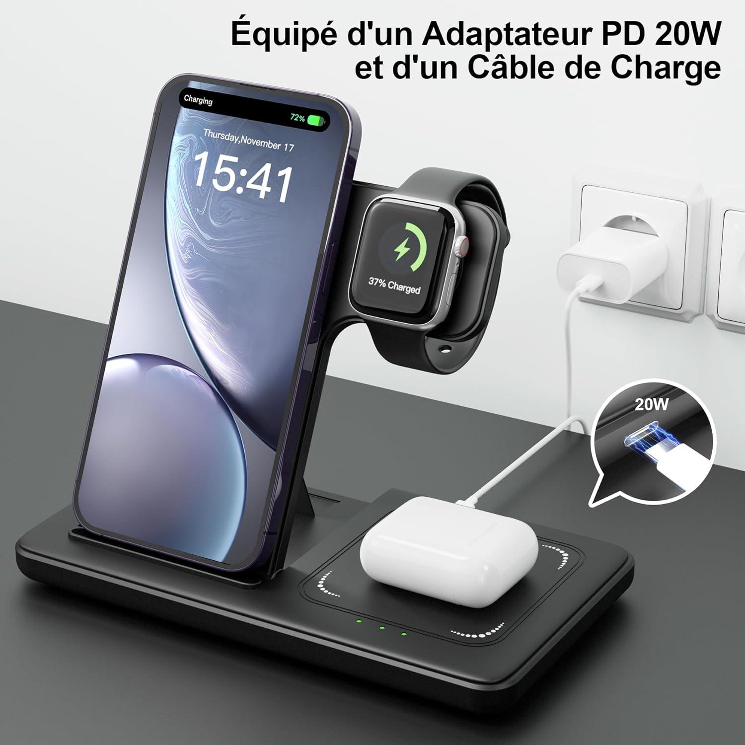 Chargeur Induction 3 en 1 pour iPhone | Paris Dakar Shopping